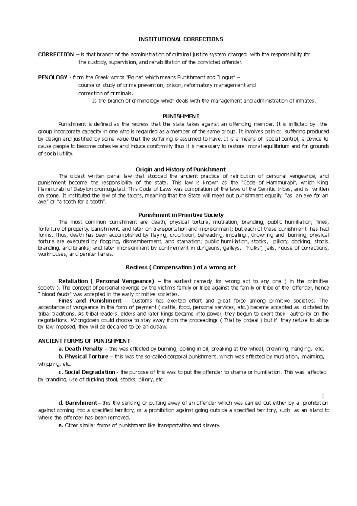 Institutional Corrections: Comprehensive Review and Analysis - Studocu