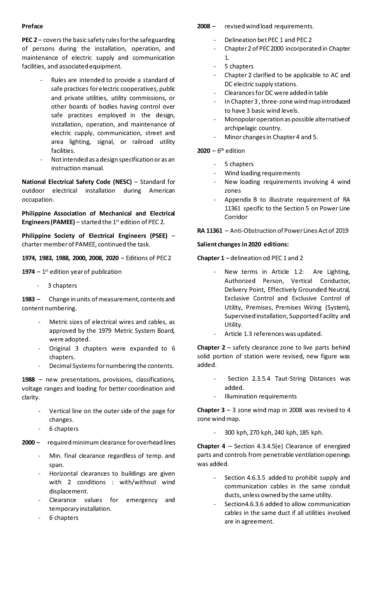 Safety Rules for Electric Supply: 2008 PEC 2 Overview - Studocu