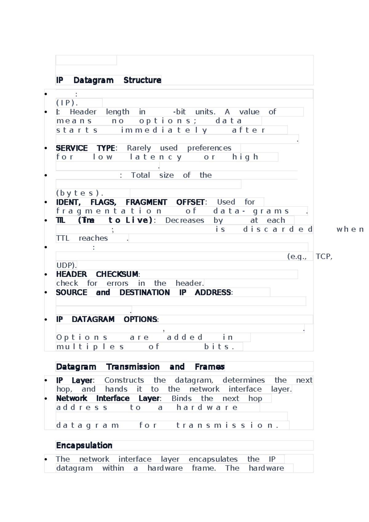 CS610 Lecture Notes on IP Datagram Structure and Protocols - Studocu
