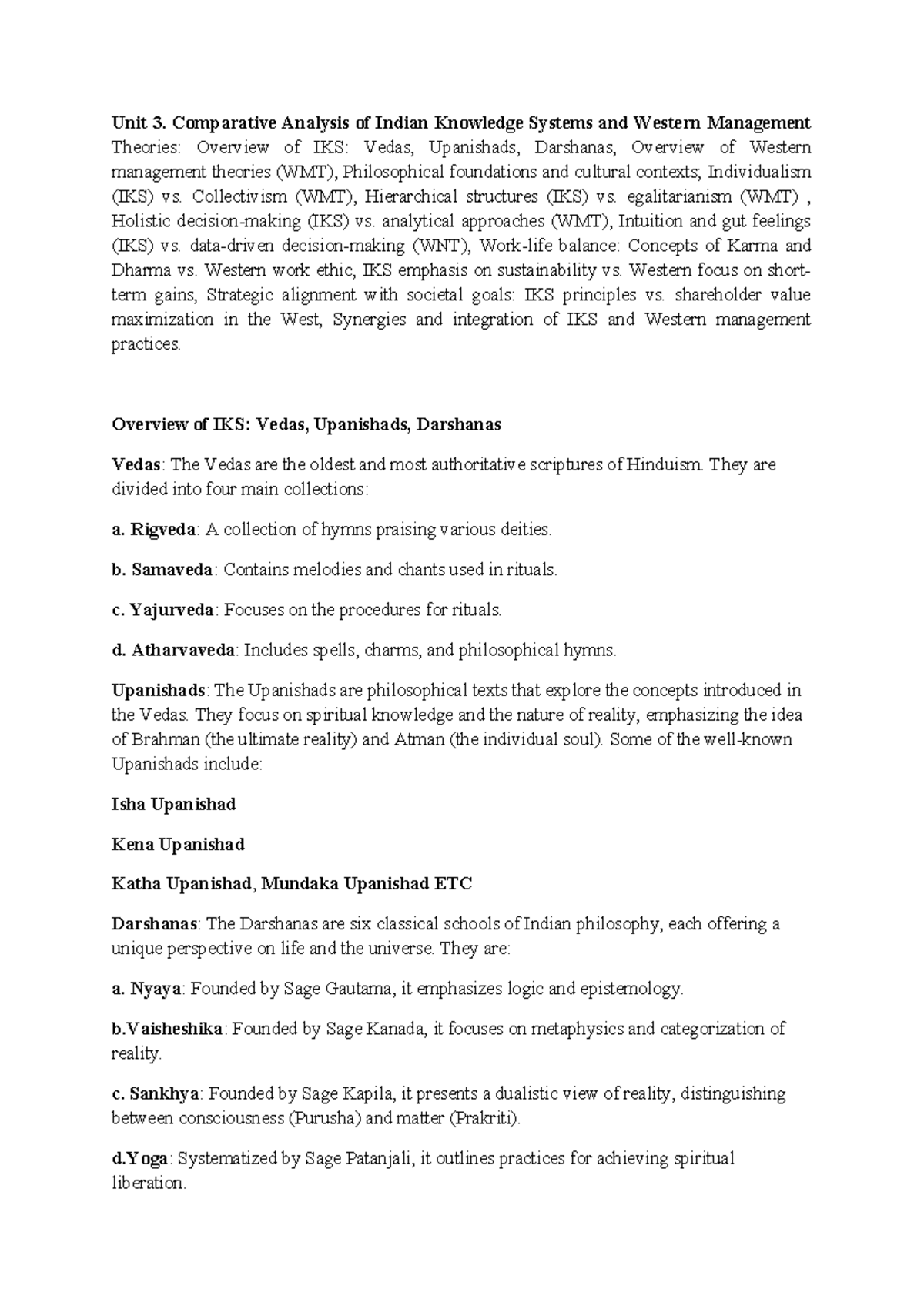 Unit 3: Comparative Analysis of Indian Knowledge Systems (IKS) and ...
