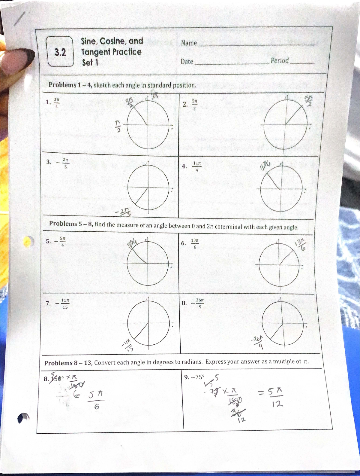 Trigonometry Practice Set 1: Sine, Cosine, and Tangent Problems - Studocu