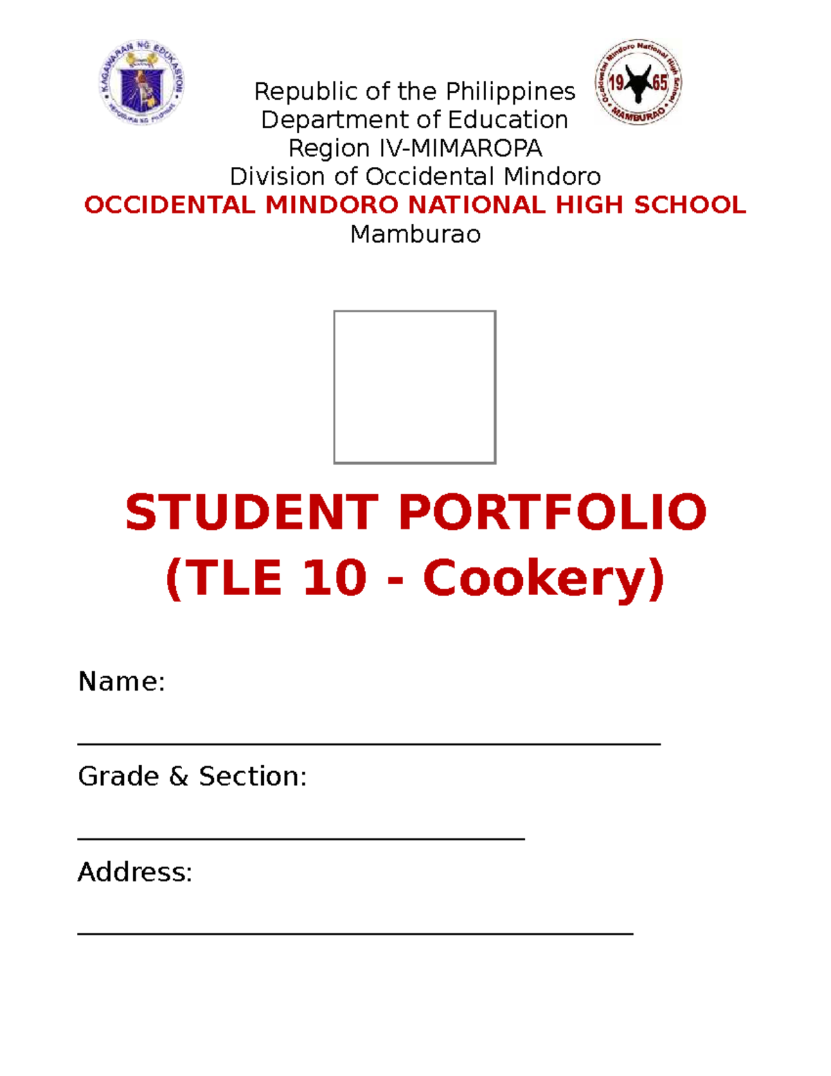 TLE 10 Cookery Student Portfolio: Quarter I & II Summative Tests - Studocu