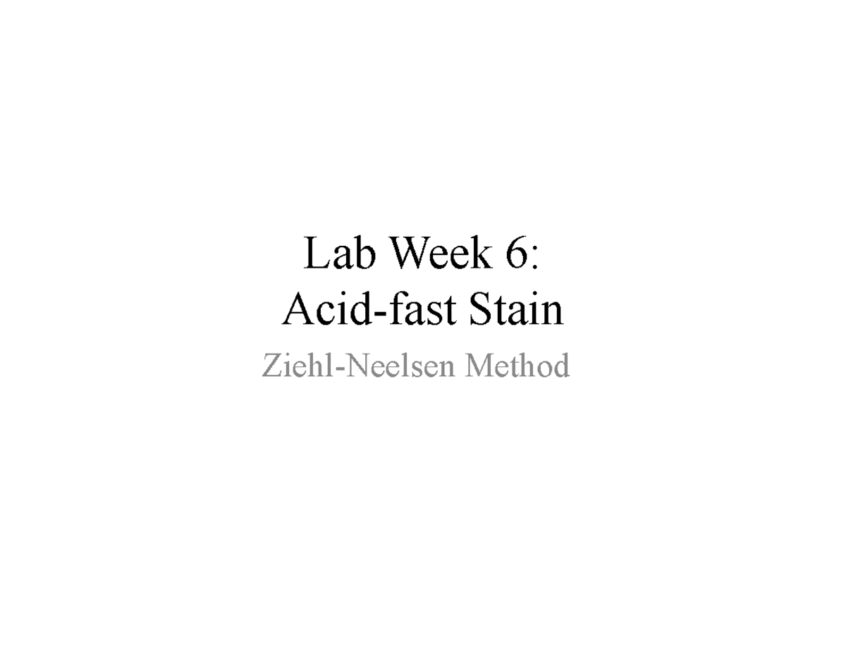 LAB 6: Acid-Fast Staining Techniques in Microbiology - Studocu