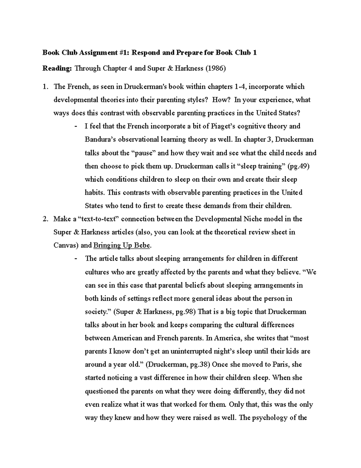 Book Club Assignment - In chapter 3, Druckerman - Studocu