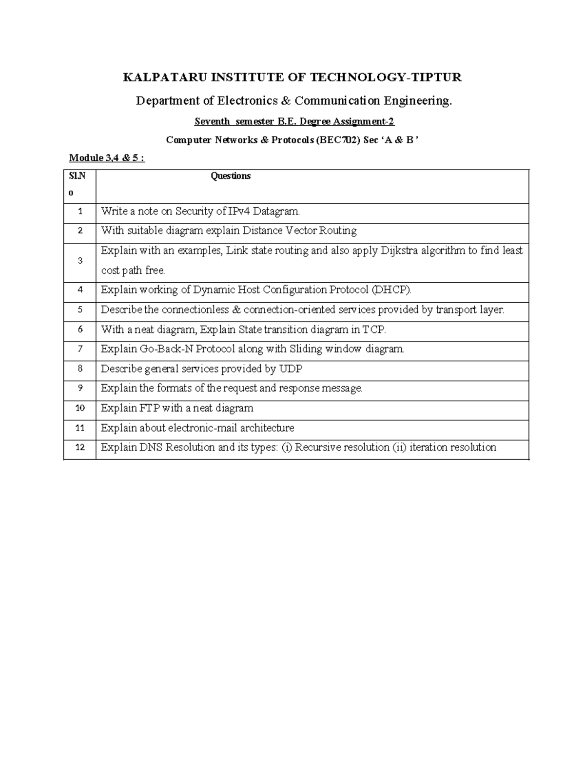 BEC702 - Computer Networks Protocols: Module 3, 4, 5 Q&A - Studocu