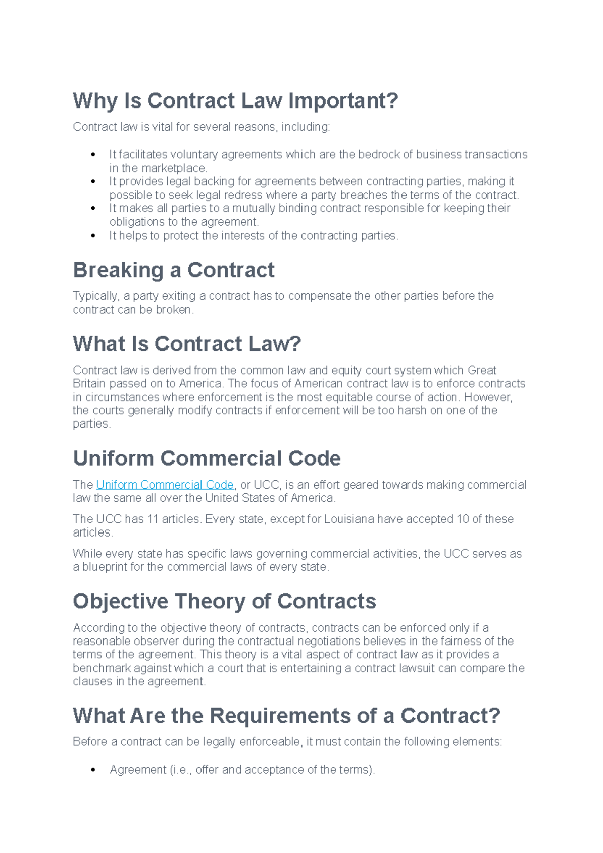 The Importance of Contract Law: Key Concepts and Types Explained - Studocu