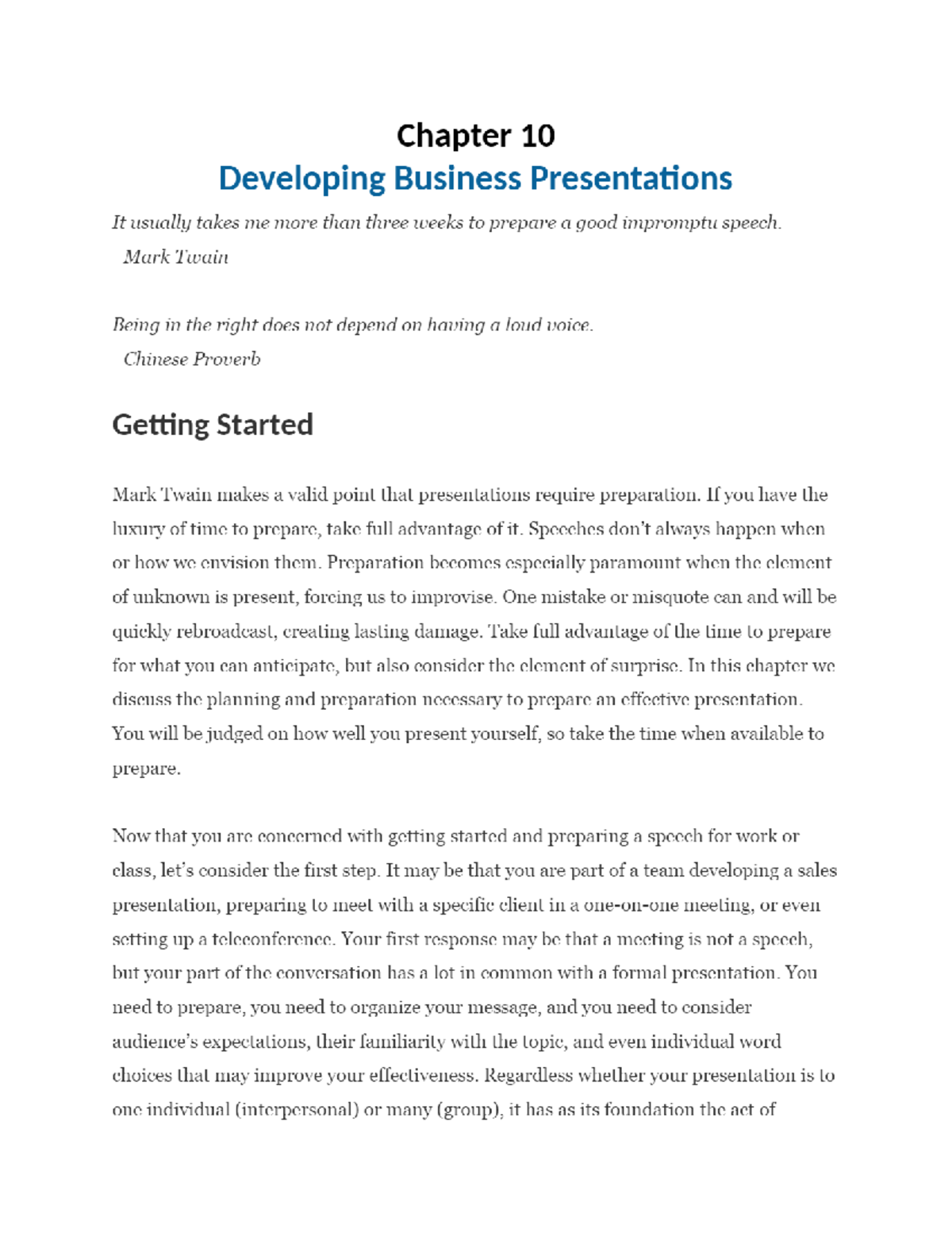 Chapter 10: Developing Business Presentations - Key Insights and ...