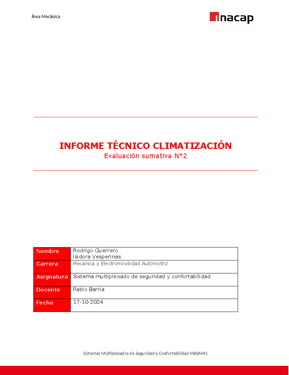 Informe Técnico sobre Sistema Multiplexado - Mecánica y ...
