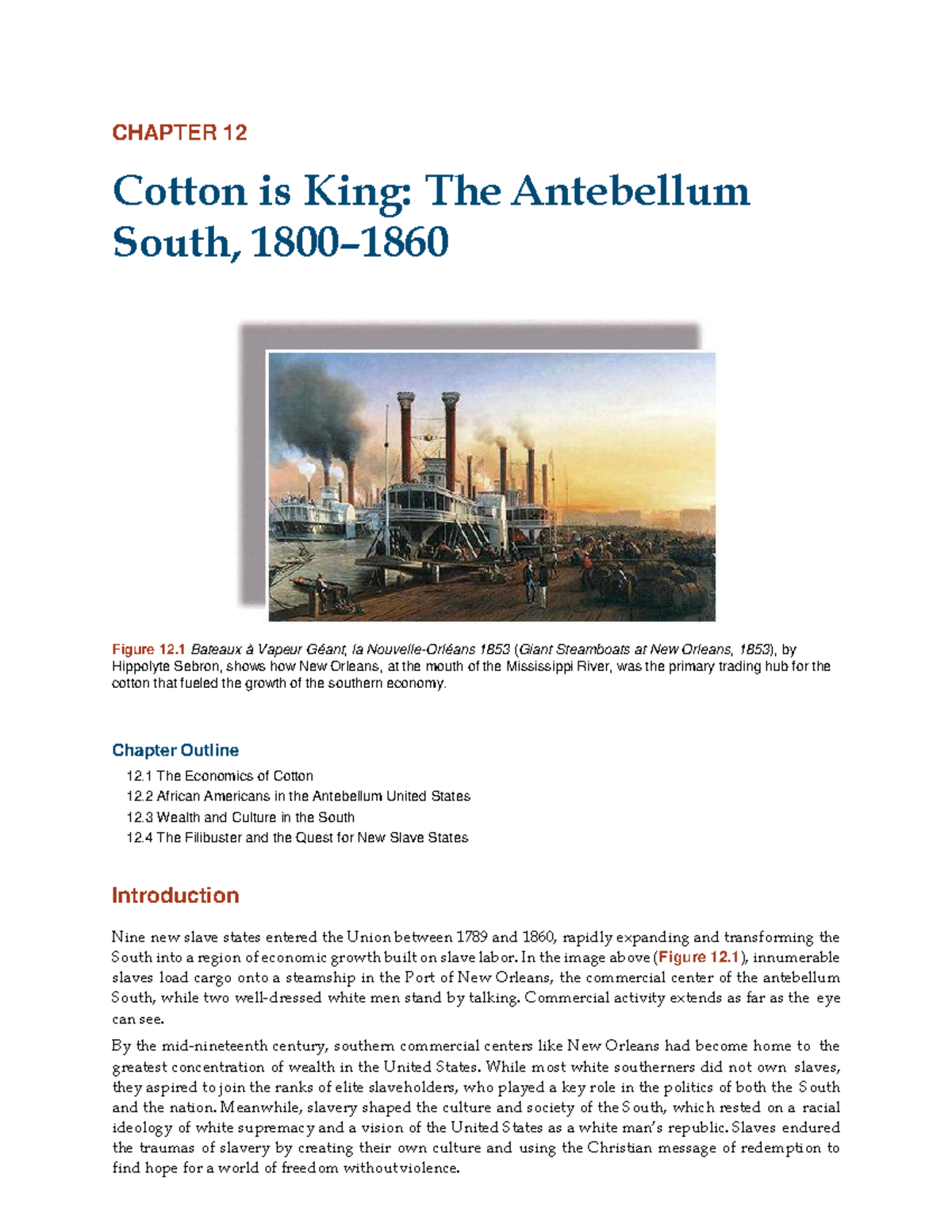 Chapter 12: Cotton is King - The Antebellum South, 1800-1860 Analysis ...