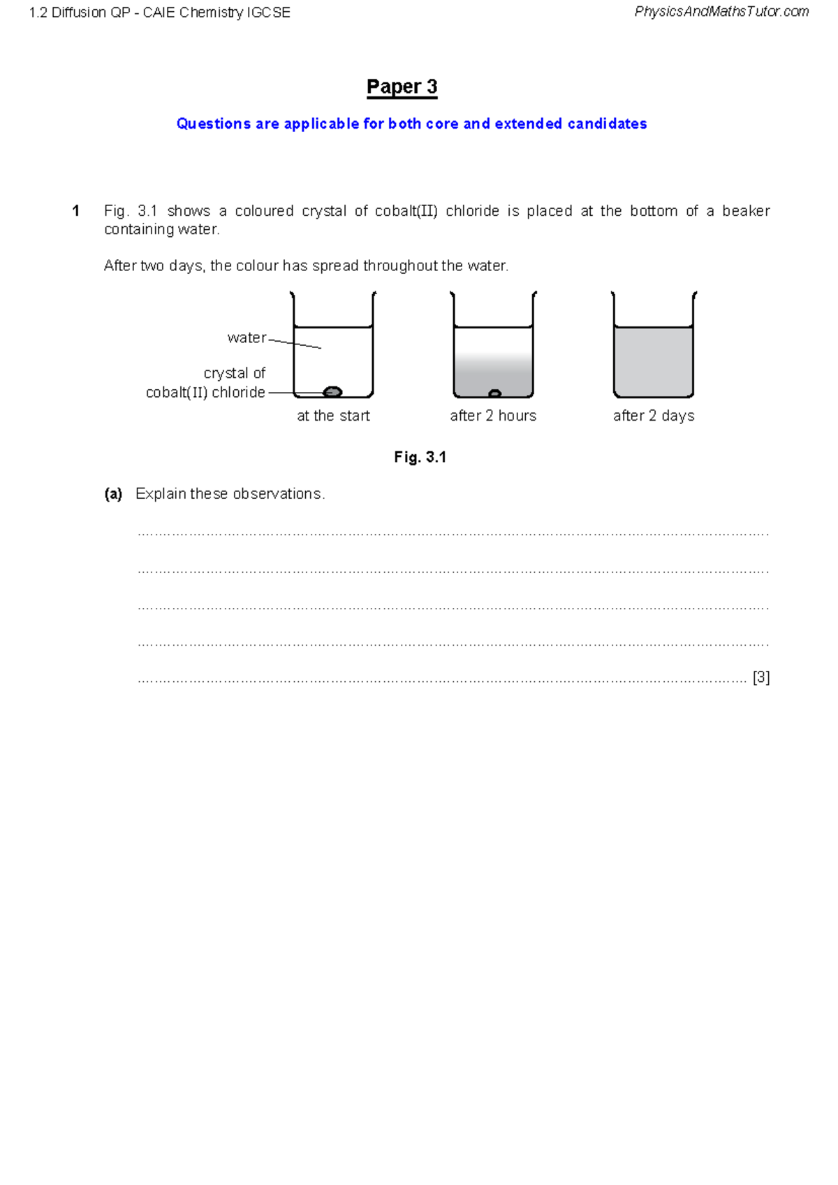 1.2 Diffusion QP: CAIE Chemistry IGCSE Paper 3 Insights - Studocu
