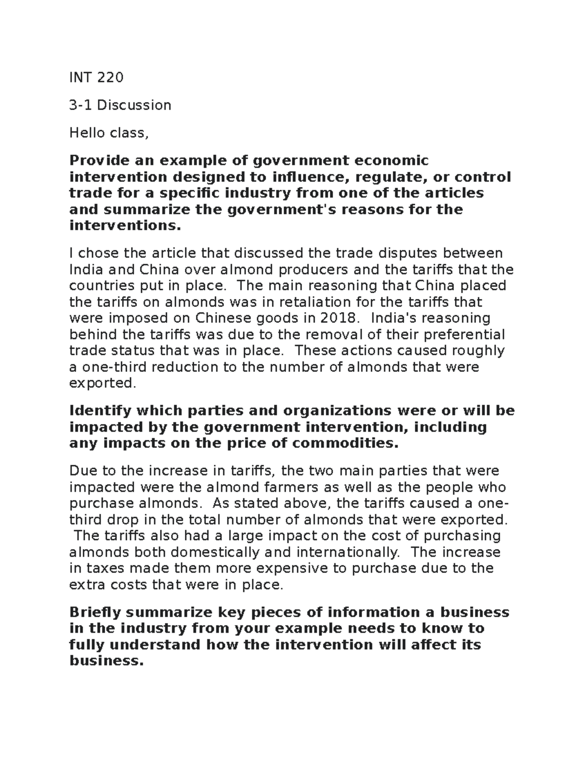 INT 220 3-1 Discussion - INT 220 3-1 Discussion Hello class, Provide an ...