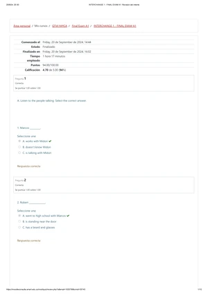 Interchange 1 - QUIZ Units 3 & 4 Revisión del intento - Área personal ...