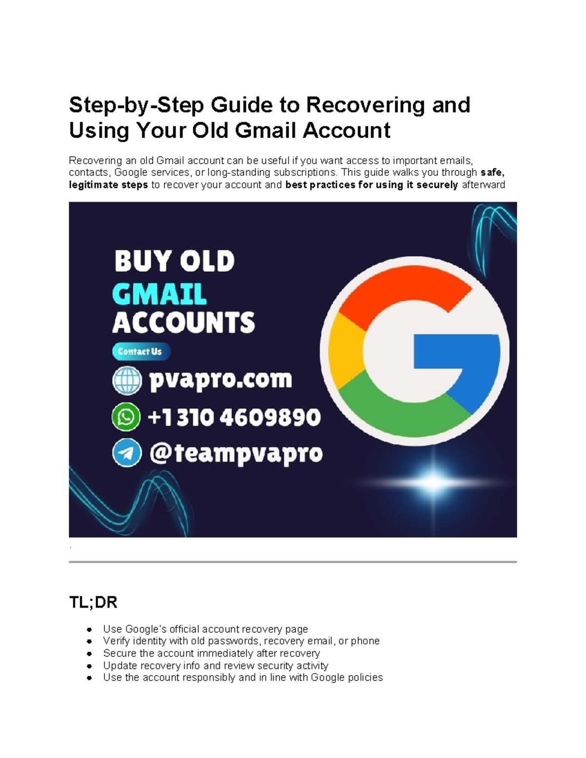 Guide to Recovering Your Old Gmail Account: Step-by-Step Instructions ...