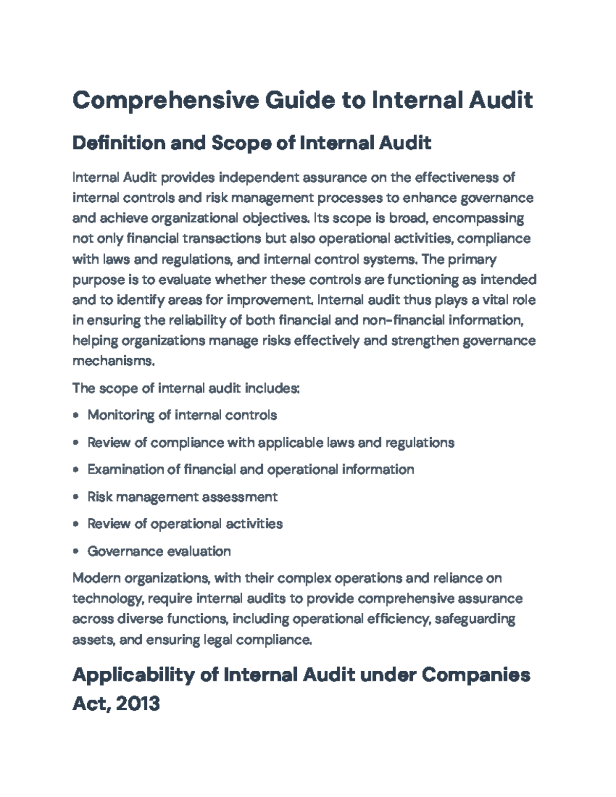 Comprehensive Guide to Internal Audit Practices and Standards (IA 101 ...