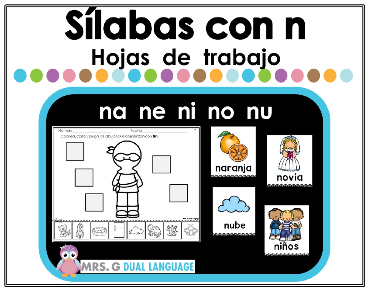 Silabas CON N - Lectura - Sílabas con n Hojas de trabajo na ne ni no nu ...