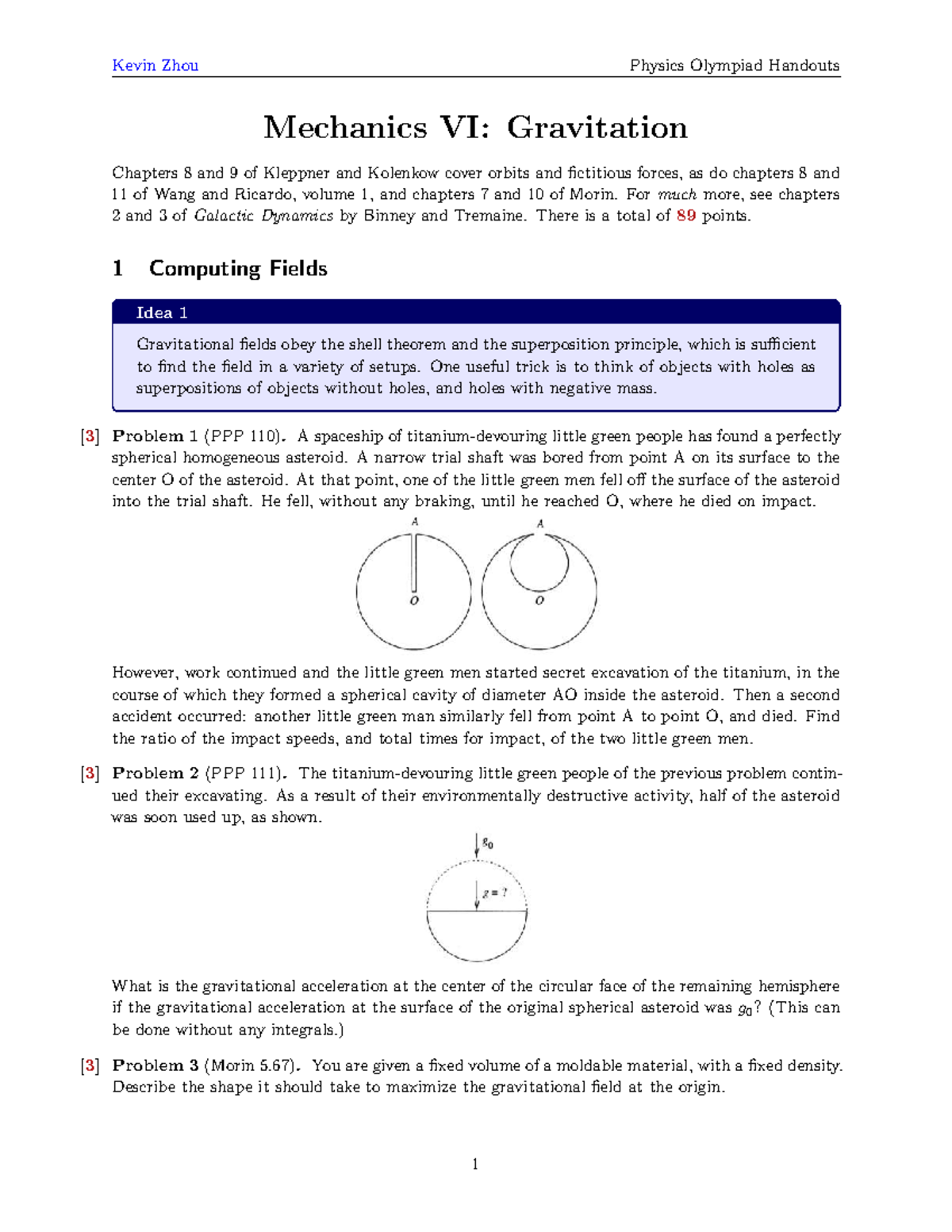 Mechanics VI: Gravitation - Kevin Zhou Physics Olympiad Handouts - Studocu