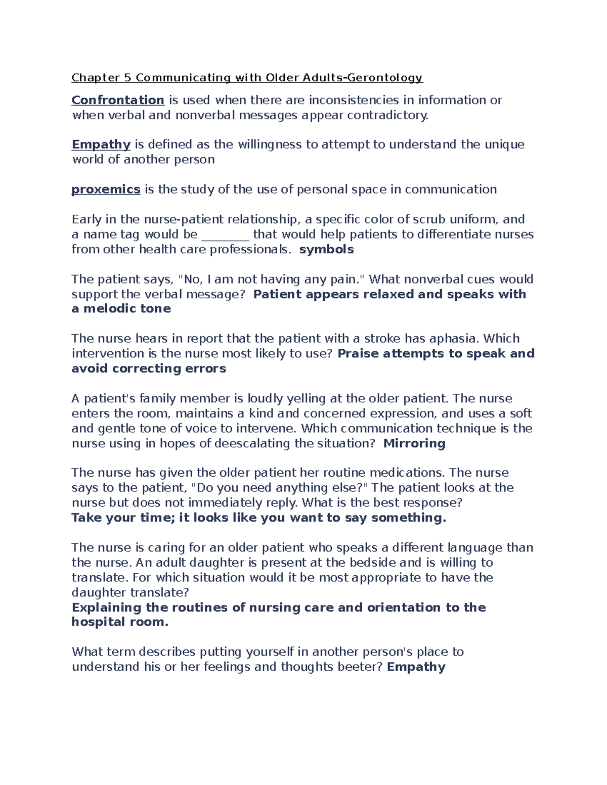 Chapter 5 Communicating with Older Adults-Gerontology - Chapter 5 ...