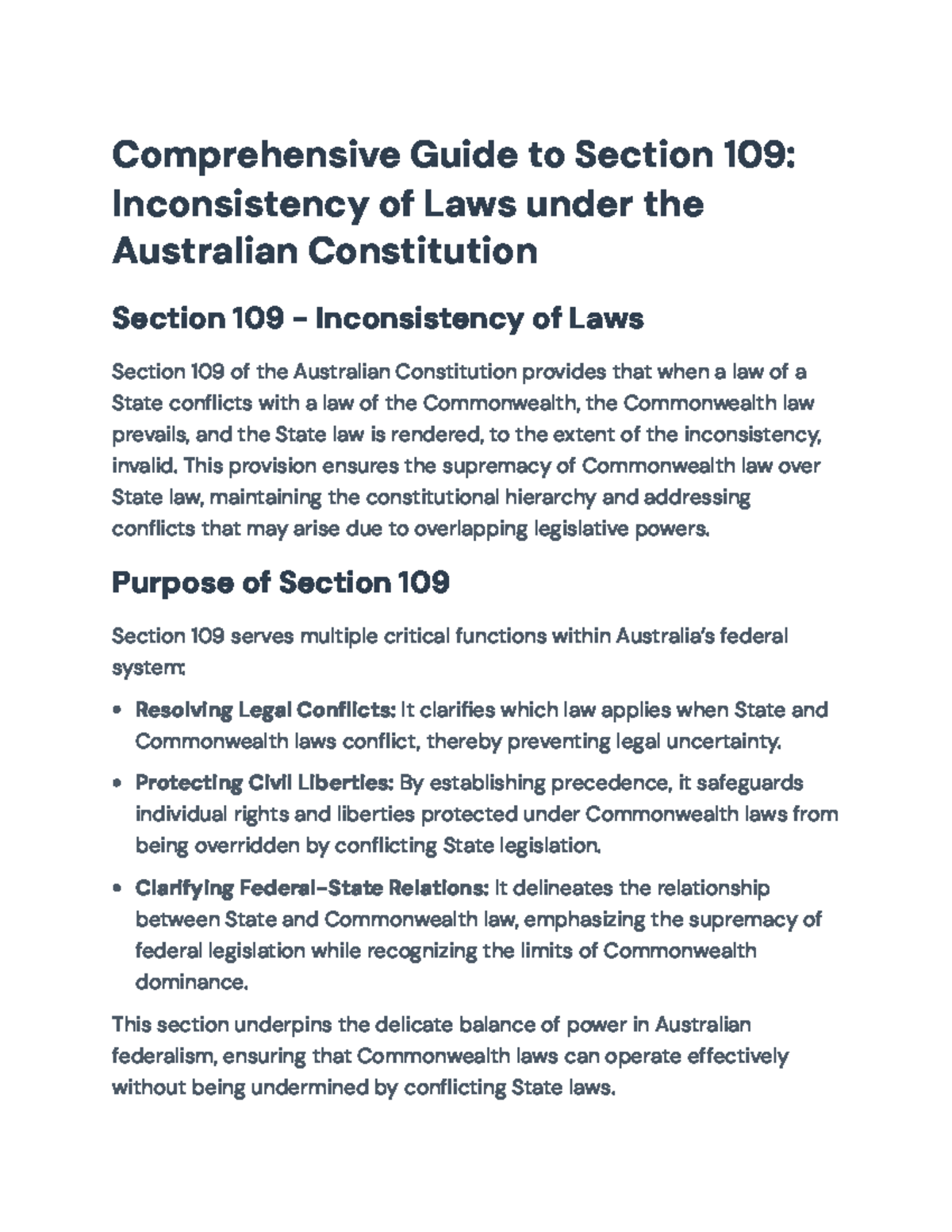 Comprehensive Overview of Australian Constitution Section 109 ...