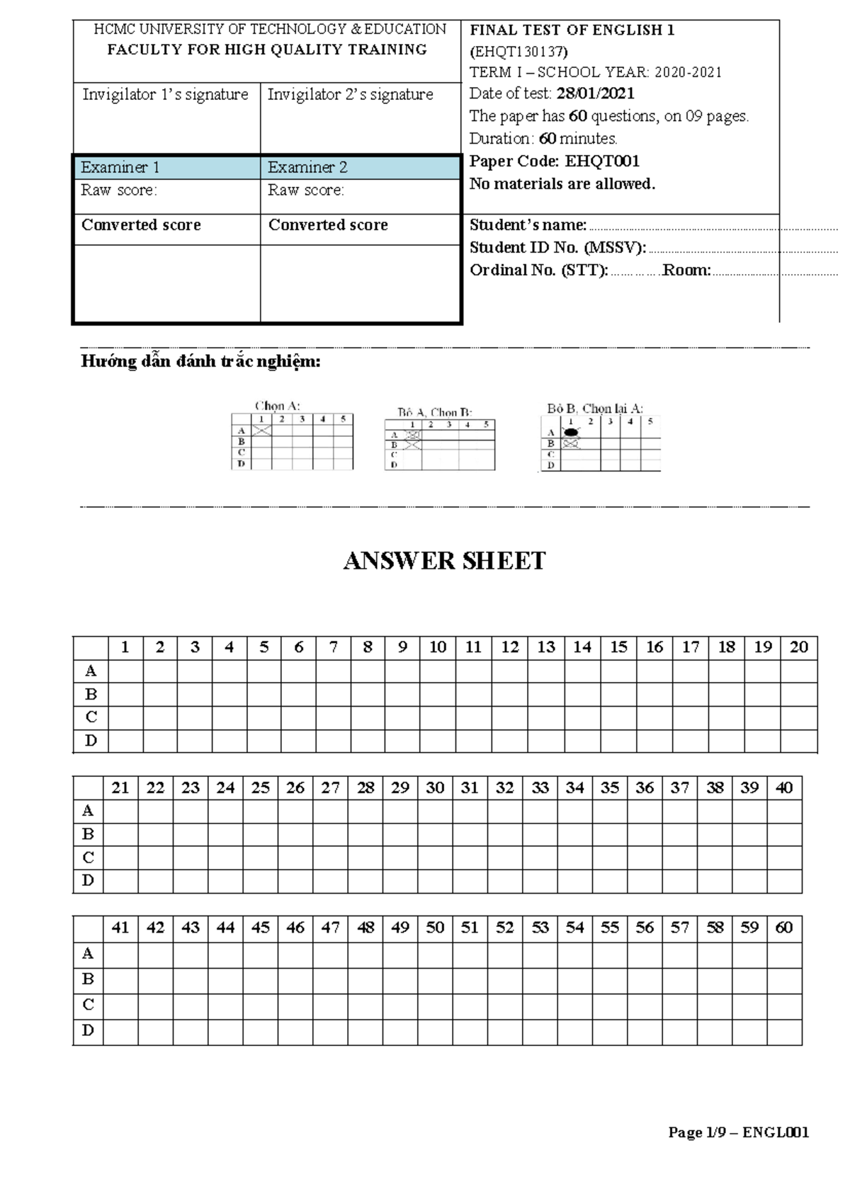 English 1 Final Exam (EHQT130137) - Term I 2020-2021 - Studocu