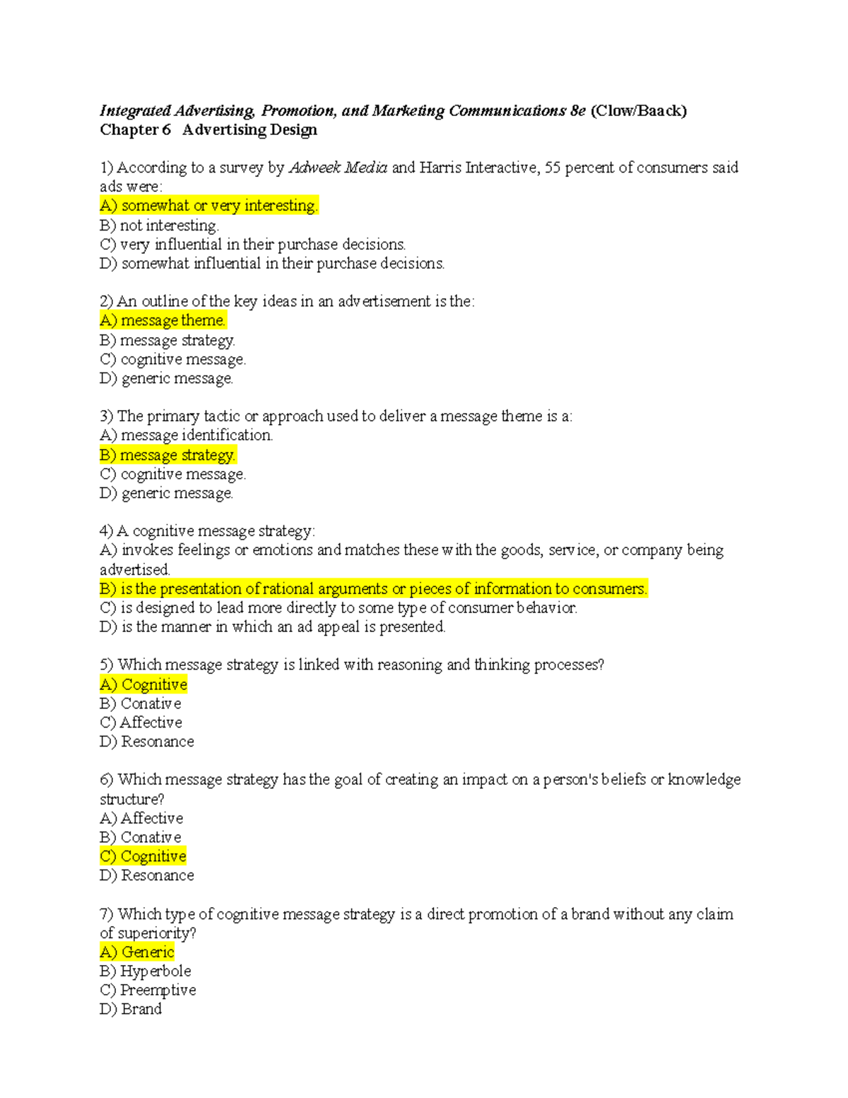 mrkt Chp 6 Adv Design Test Notes - Integrated Marketing Comm - Studocu