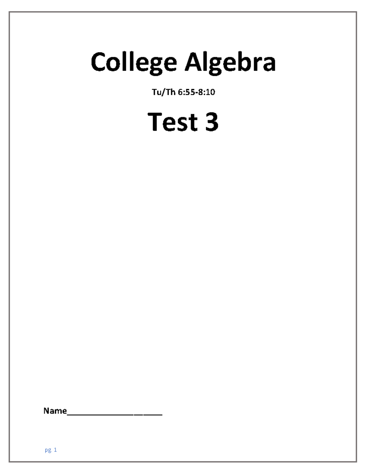 College Algebra Test 3 - Functions & Polynomials Concepts - Studocu
