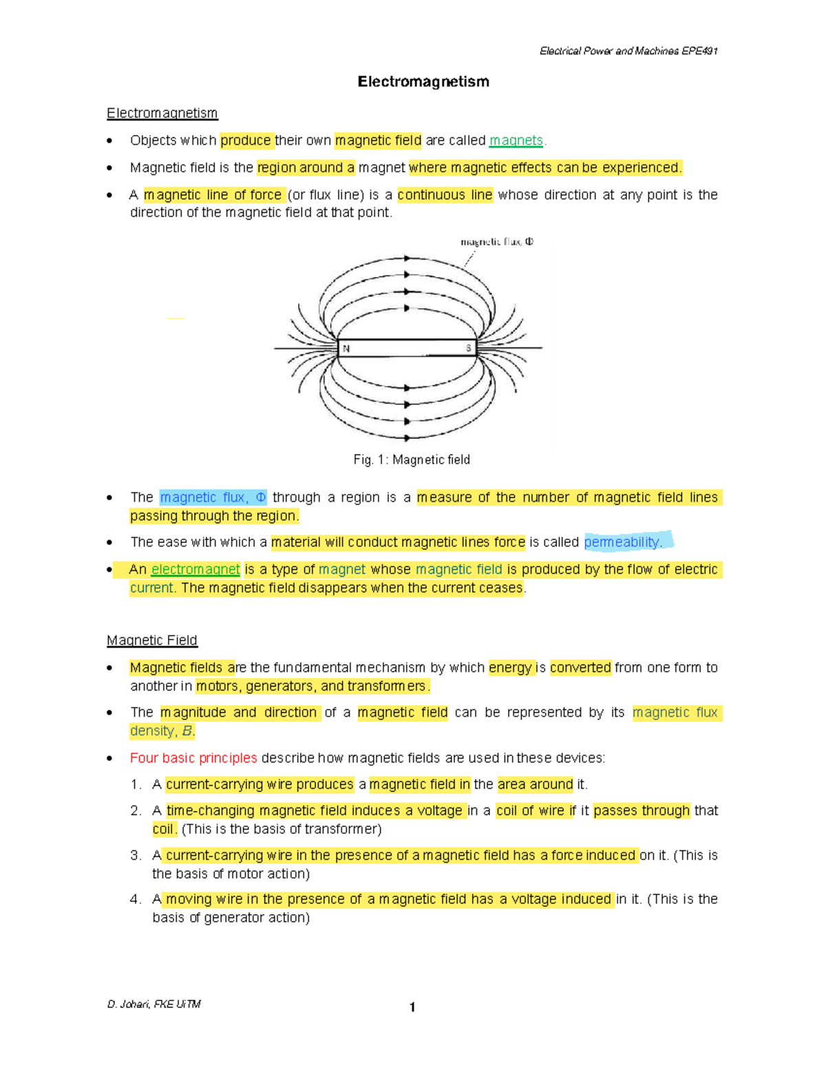 Electromagnetism EPE491: Understanding Magnetic Fields and Core Losses ...