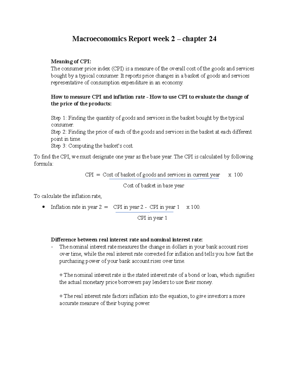 Report Macro week 2 - Macroeconomics Report week 2 – chapter 24 Meaning ...