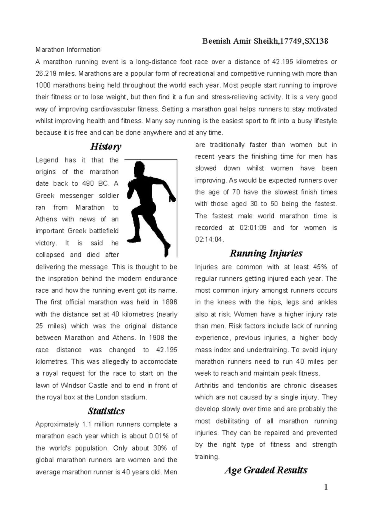 Marathon Running Insights: SX138 Study Notes and Info - Studocu