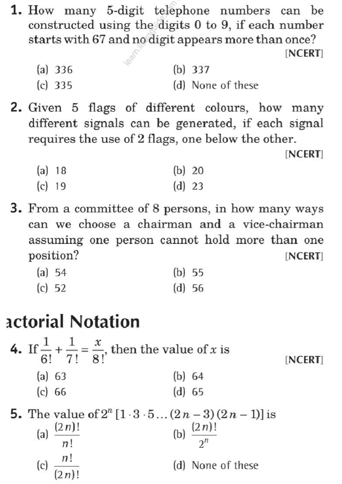 Practice Questions for Exam 3: Combinatorics & Permutations - Studocu