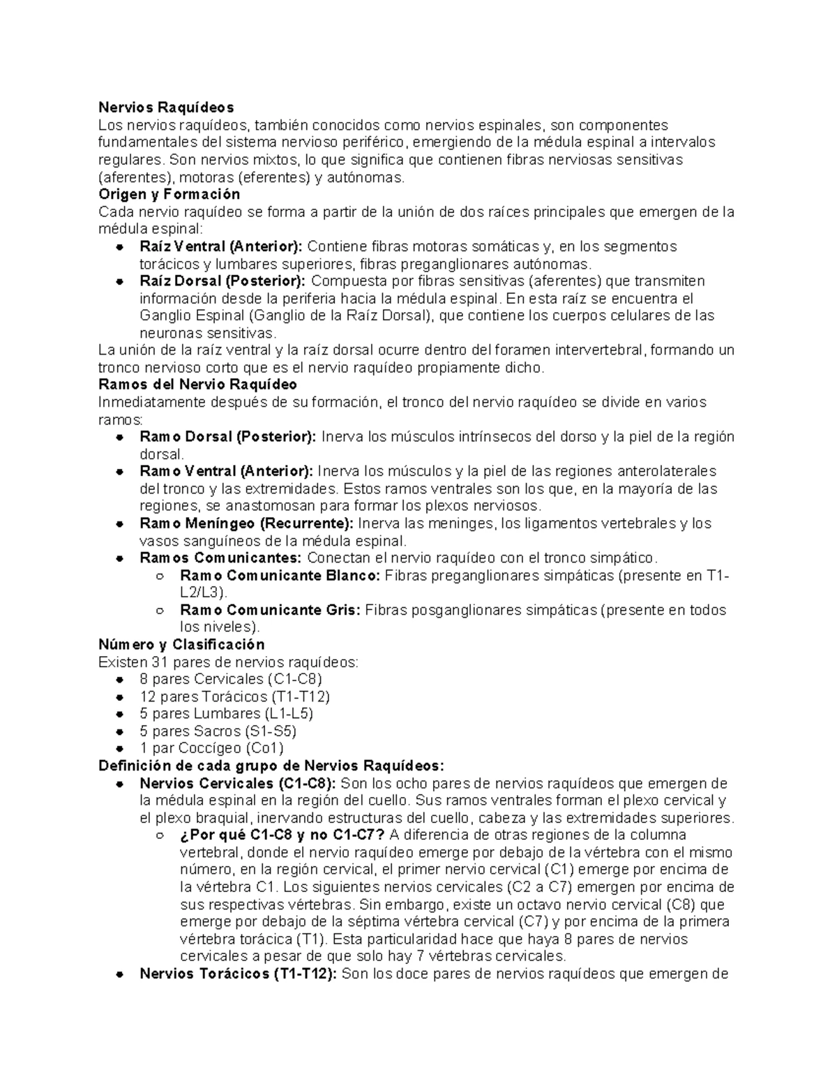 Nervios Raquídeos: Estructura, Función y Clasificación del Sistema ...