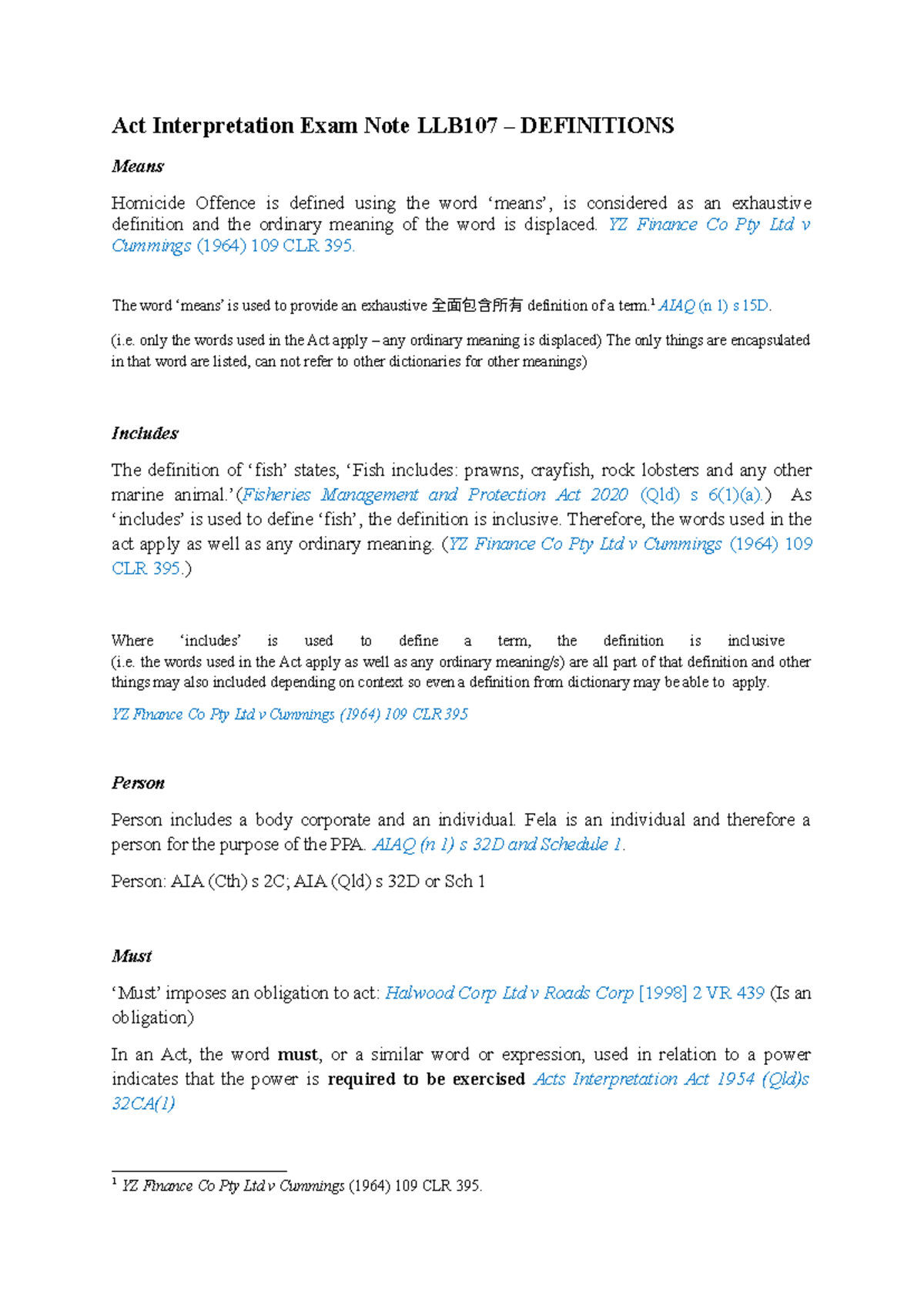 LLB107 Act Interpretation Exam Notes: Key Definitions Explained - Studocu