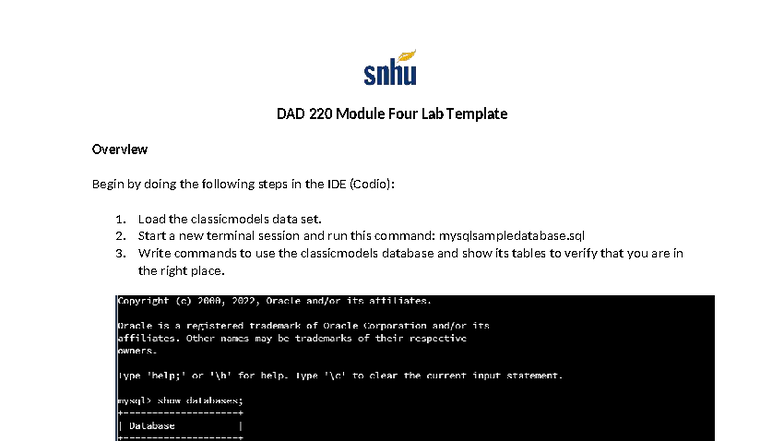 DAD 220 Module Four Lab - Cardinality and Table Relationships Analysis ...