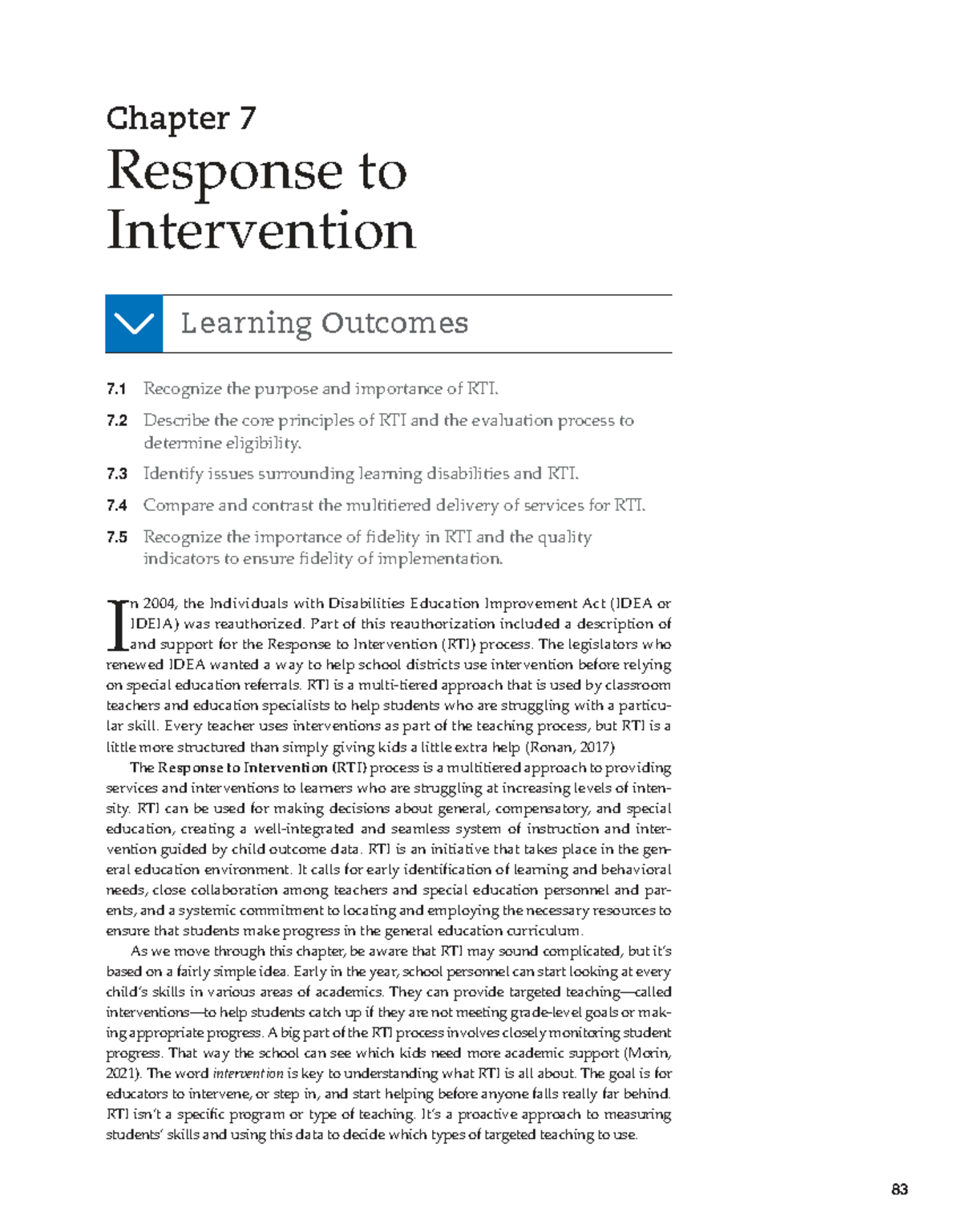 Chapter 7: Understanding Response to Intervention (RTI) and Its Core ...