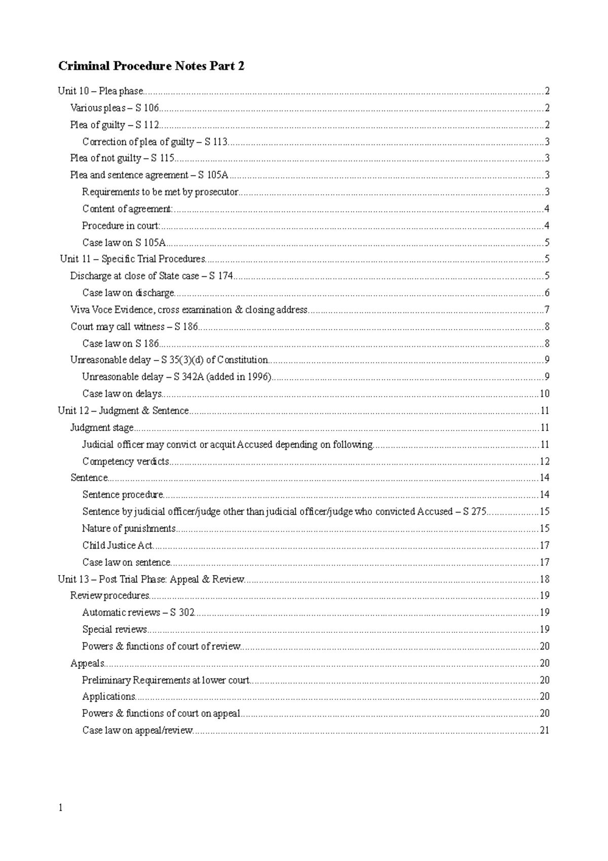 Unit 9: Overview of the Criminal Trial Process in South Africa - Studocu