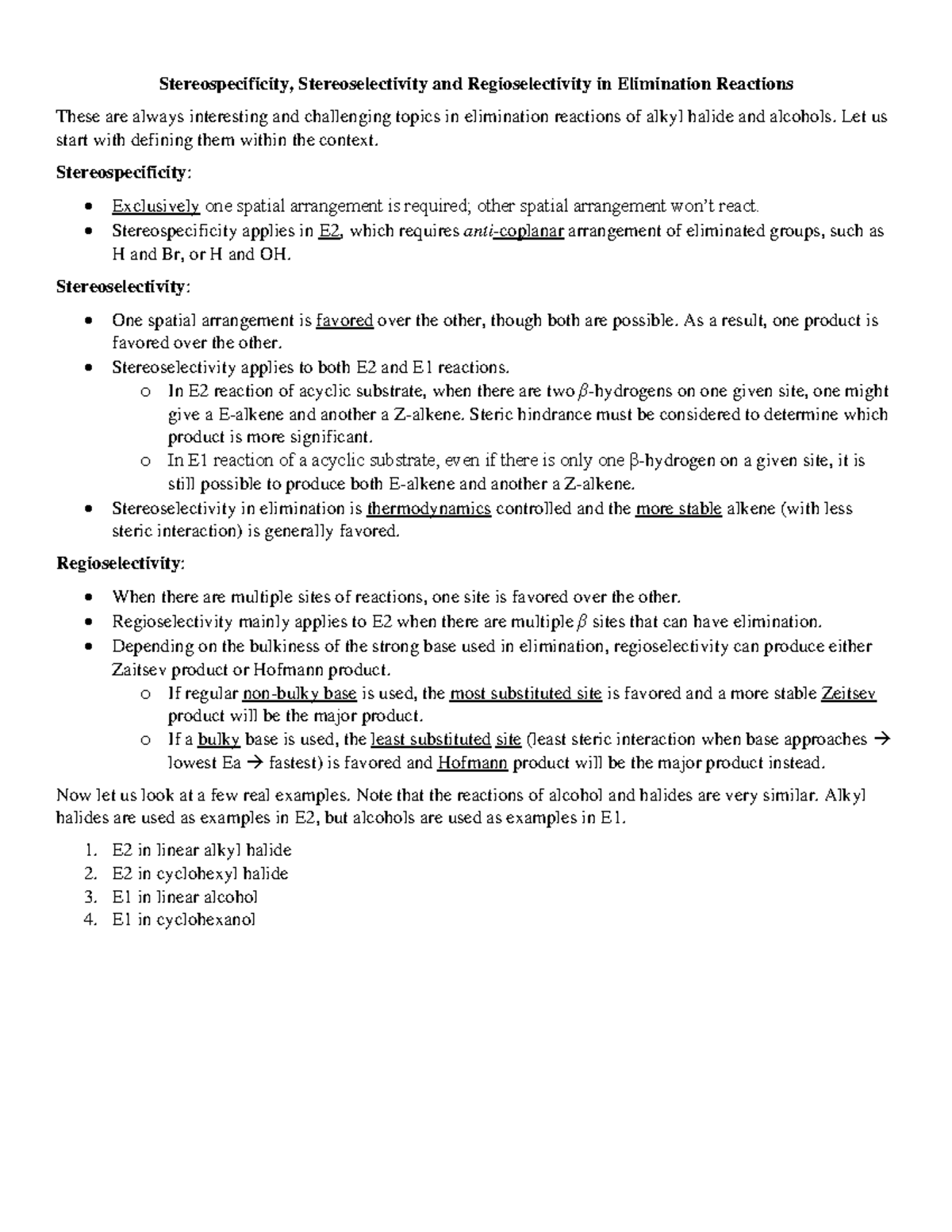 Elimination Reactions: Stereochemistry & Regioselectivity Insights ...