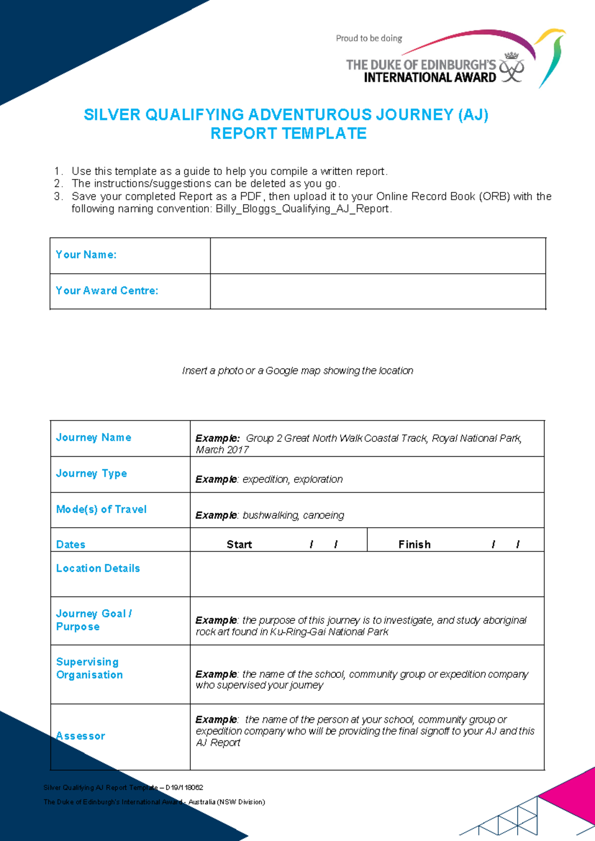 Duke of Ed Silver Qualifying AJ Report Template – D19/ - Studocu