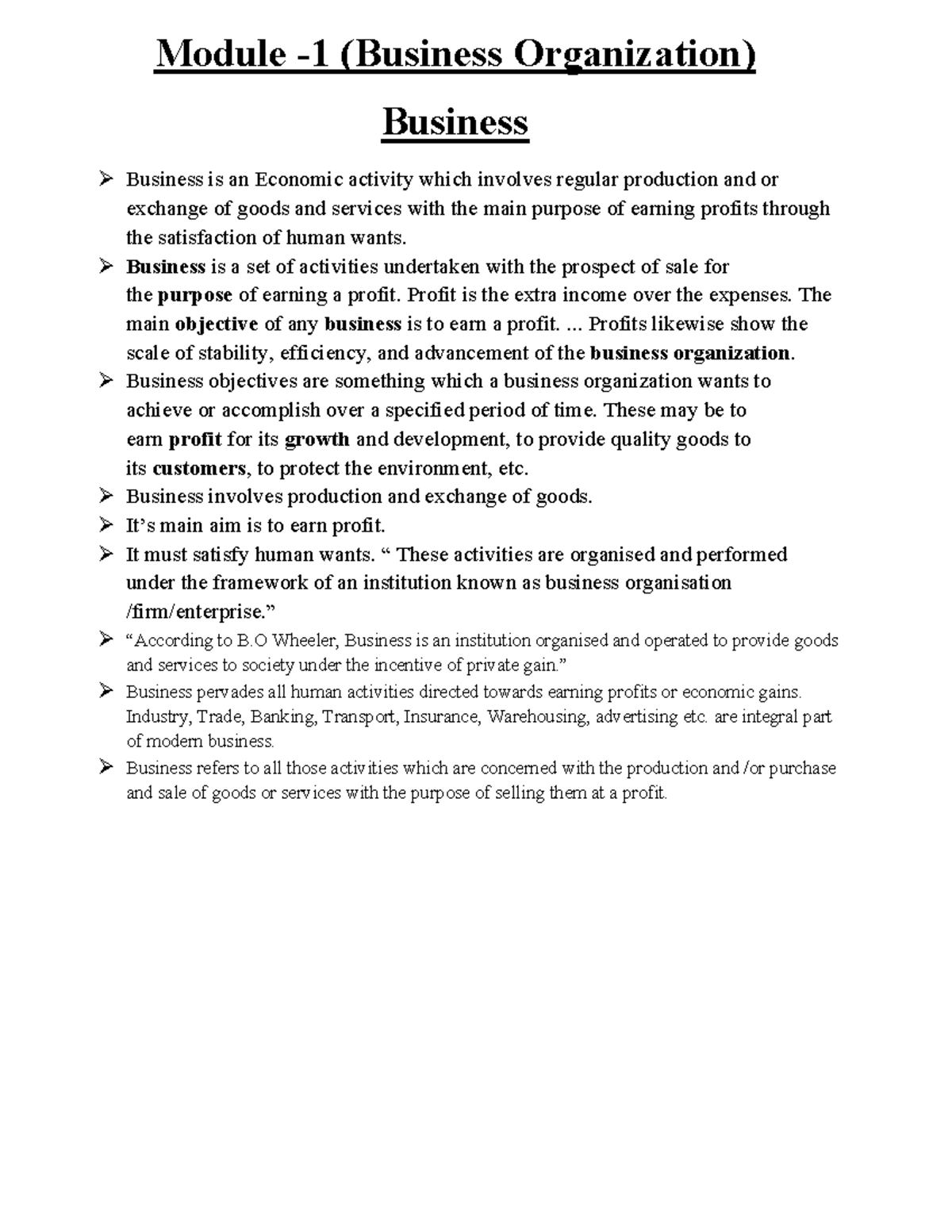 Business Organization and Structure (Unit-1-2 Overview) - Studocu