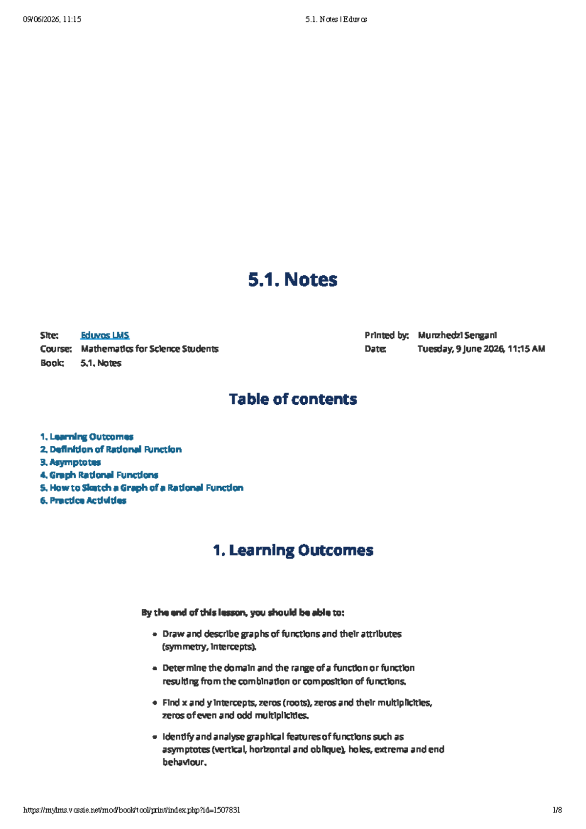 Mathematics for Science Students: Rational Functions Notes (5.1) - Studocu