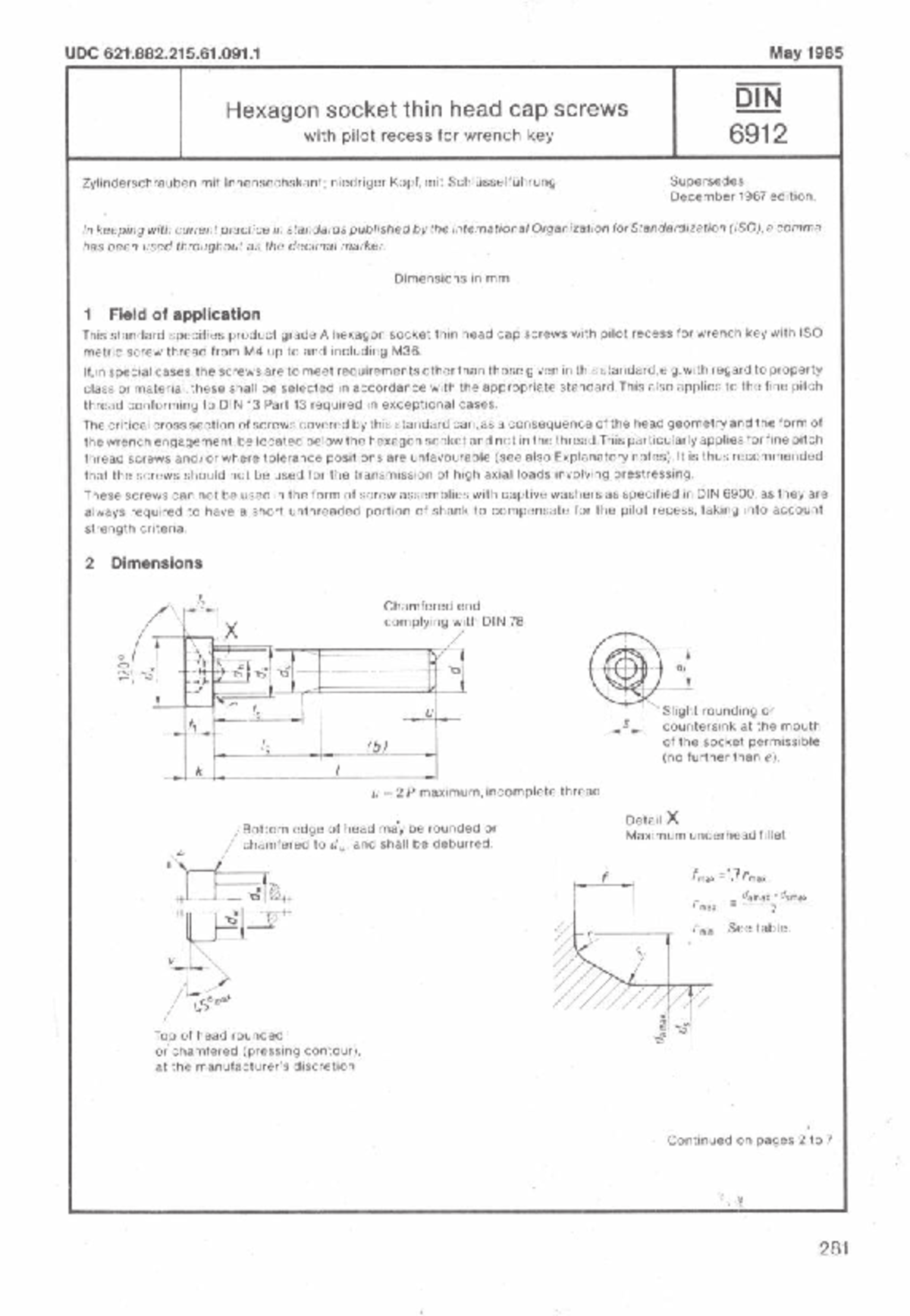 DIN 6912 - Standard for Hexagon Socket Thin Head Cap Screws - Studocu
