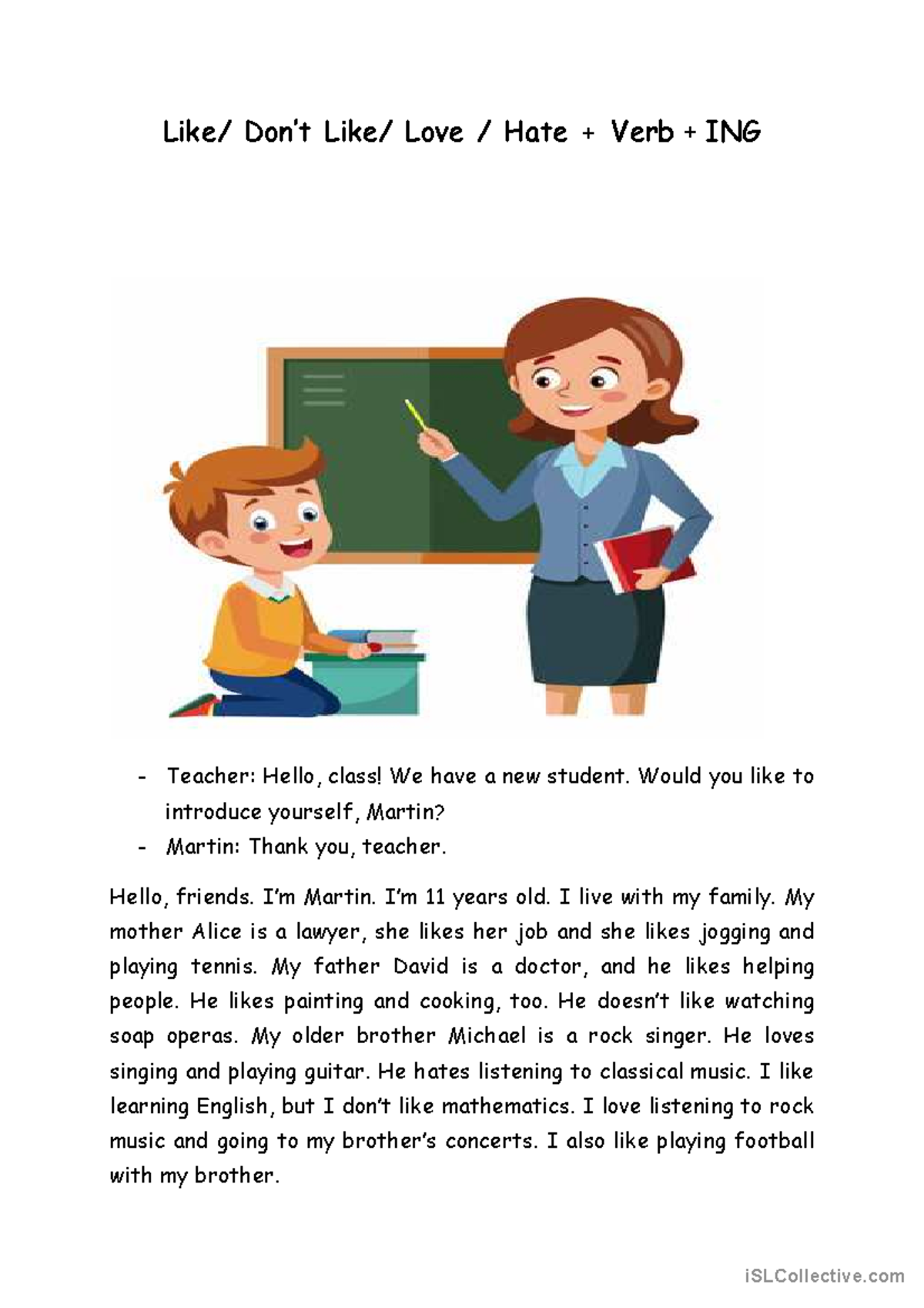 Love, Hate, Like, Don't Like + V-ing: A Student's Introduction - Studocu