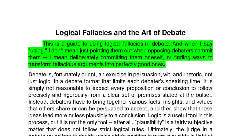 Logical Fallacies in Debate: A Comprehensive Guide - Studocu