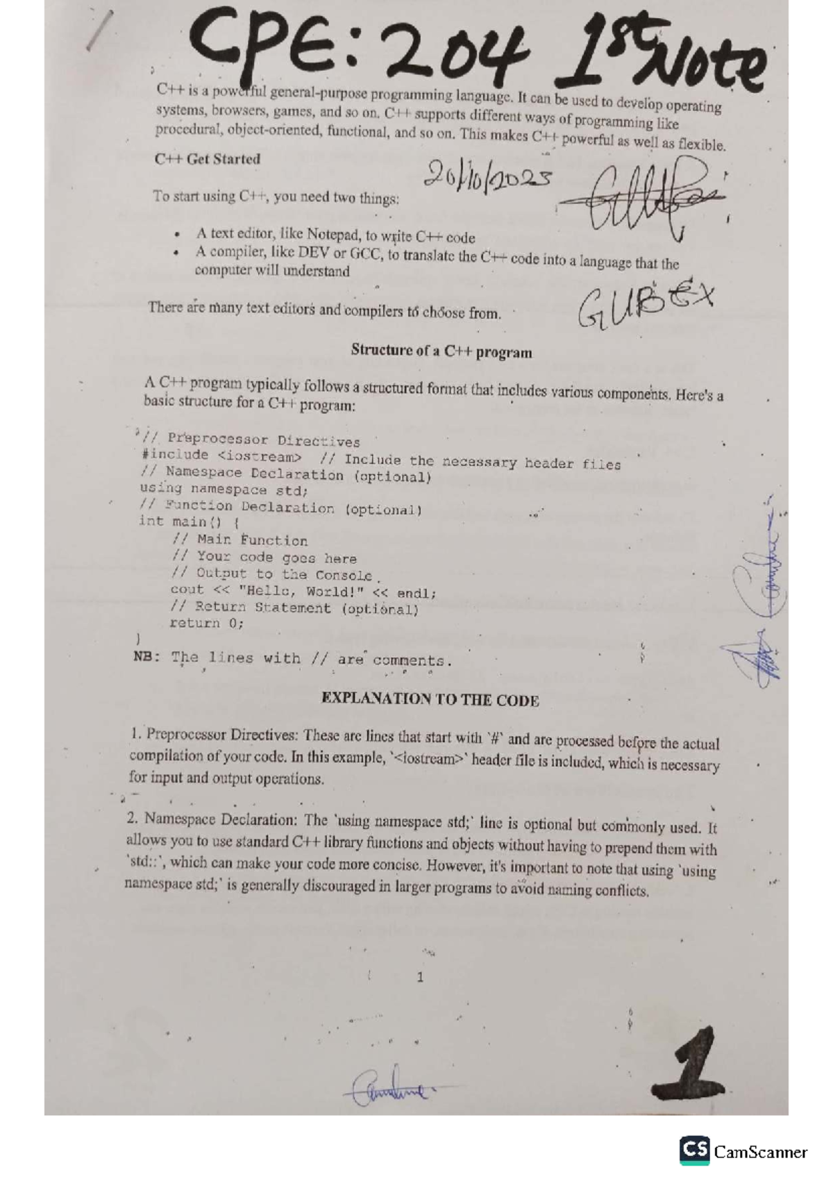 CPE 204 Handout: Introduction to Computer Programming Concepts - Studocu