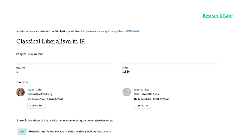 Liberalism in International Relations (IR) - Chapter Overview - Studocu