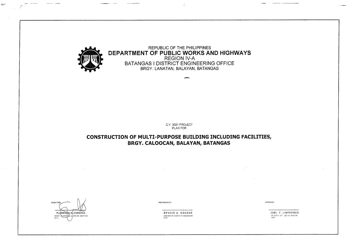 Project Plan for Construction of Building with Facilities (21DB0031 ...
