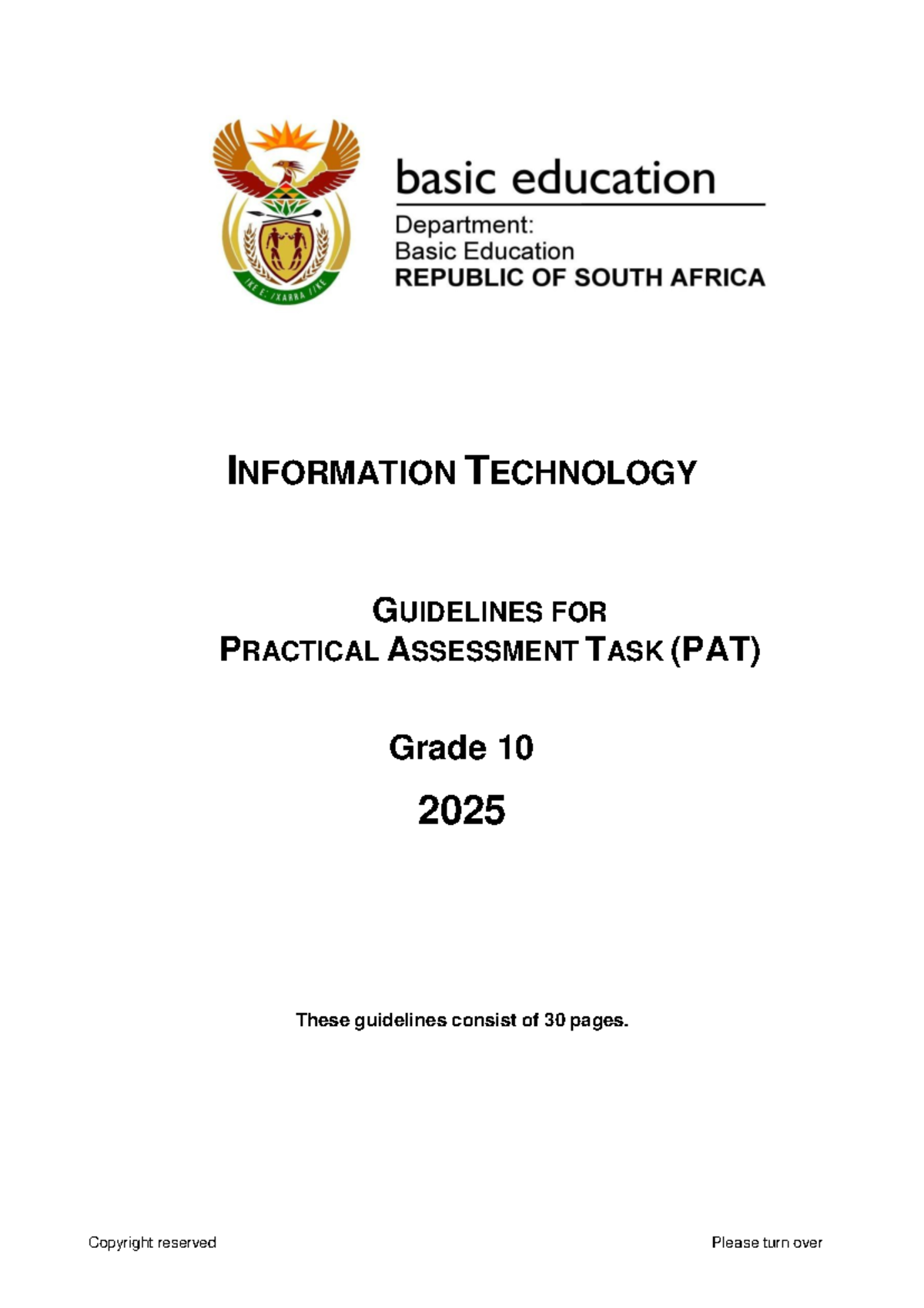 Grade 10 IT PAT 2025: Practical Assessment Task Guidelines - Studocu