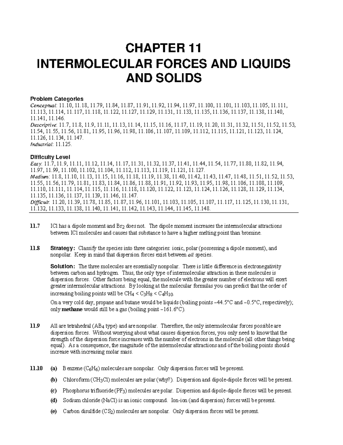 CH 11: Intermolecular Forces & Liquids/Solids - Problem Solutions - Studocu