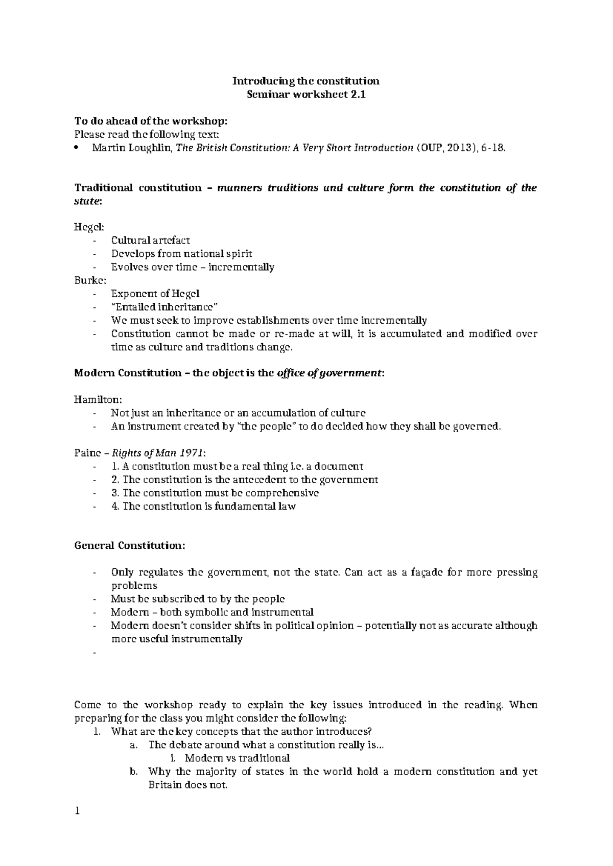 Constitutional Concepts: Seminar Worksheet 2.1 Preparation Guide - Studocu