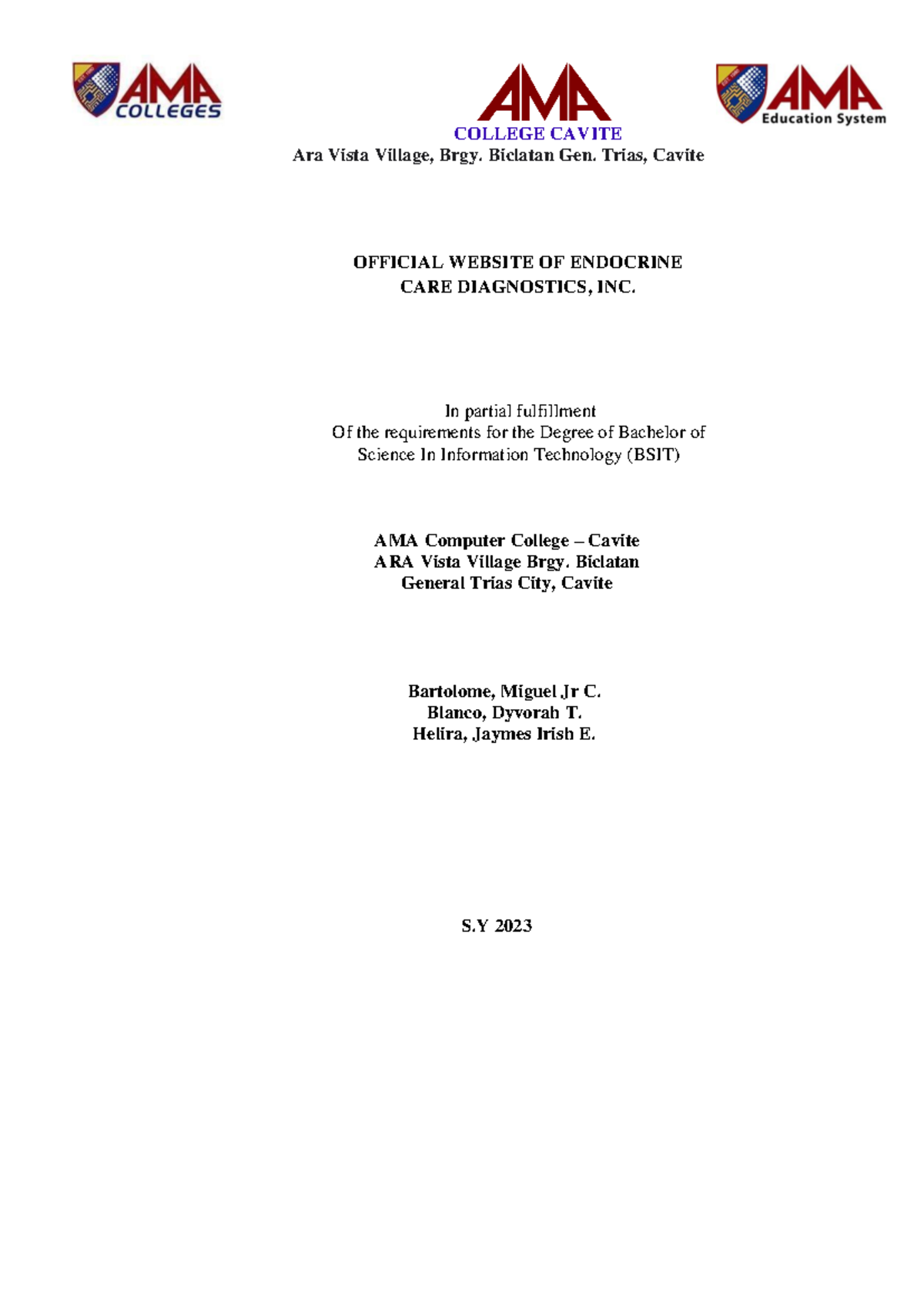 Final Thesis Manuscript - BSIT on Clinic Management System - Studocu