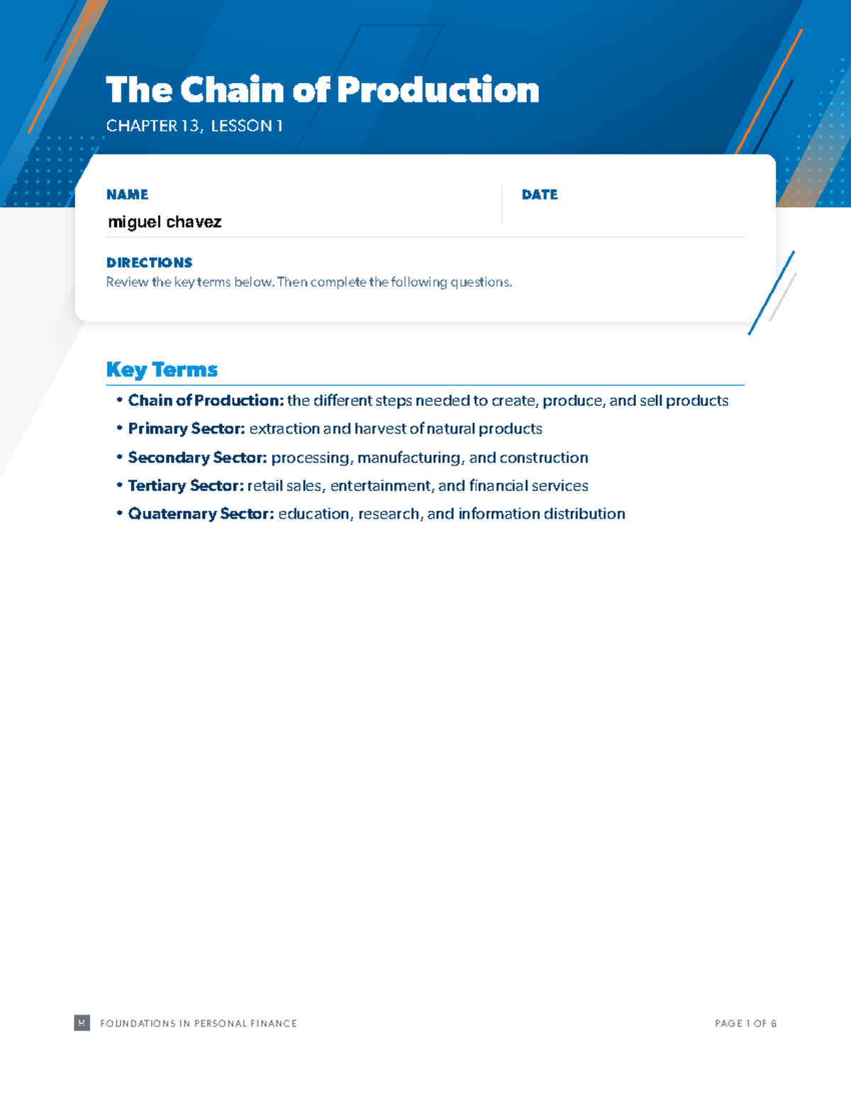 Chapter 13 Lesson 1: Understanding the Chain of Production - Studocu