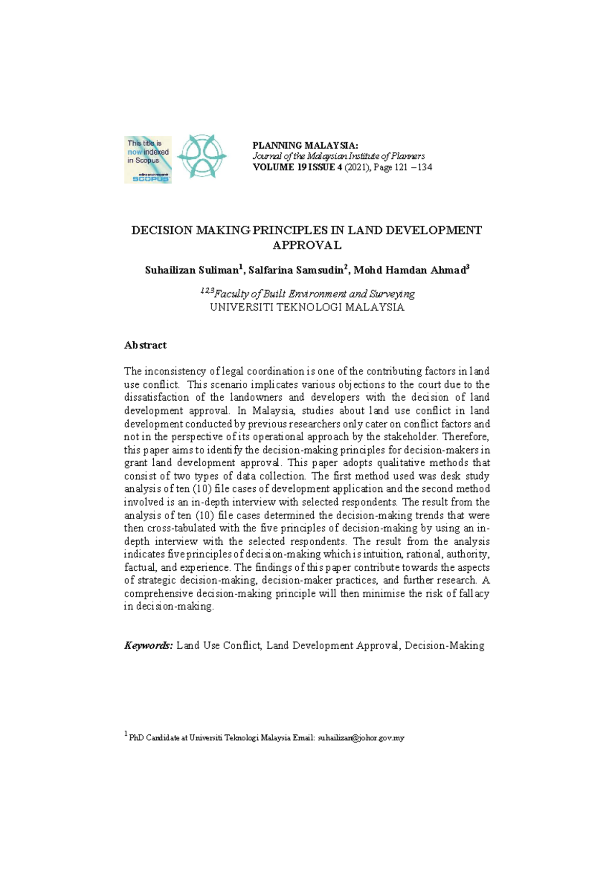 Decision Making Principles in Land Development Approval (MIP 2021 ...